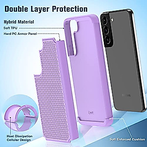 BNIUT for Samsung Galaxy S22 5G Case: Dual Layer Protective Heavy Duty Cell Phone Cover Shockproof Rugged with Non Slip Textured Back - Military Protection Bumper Tough - 6.1inch (Girly Purple)
