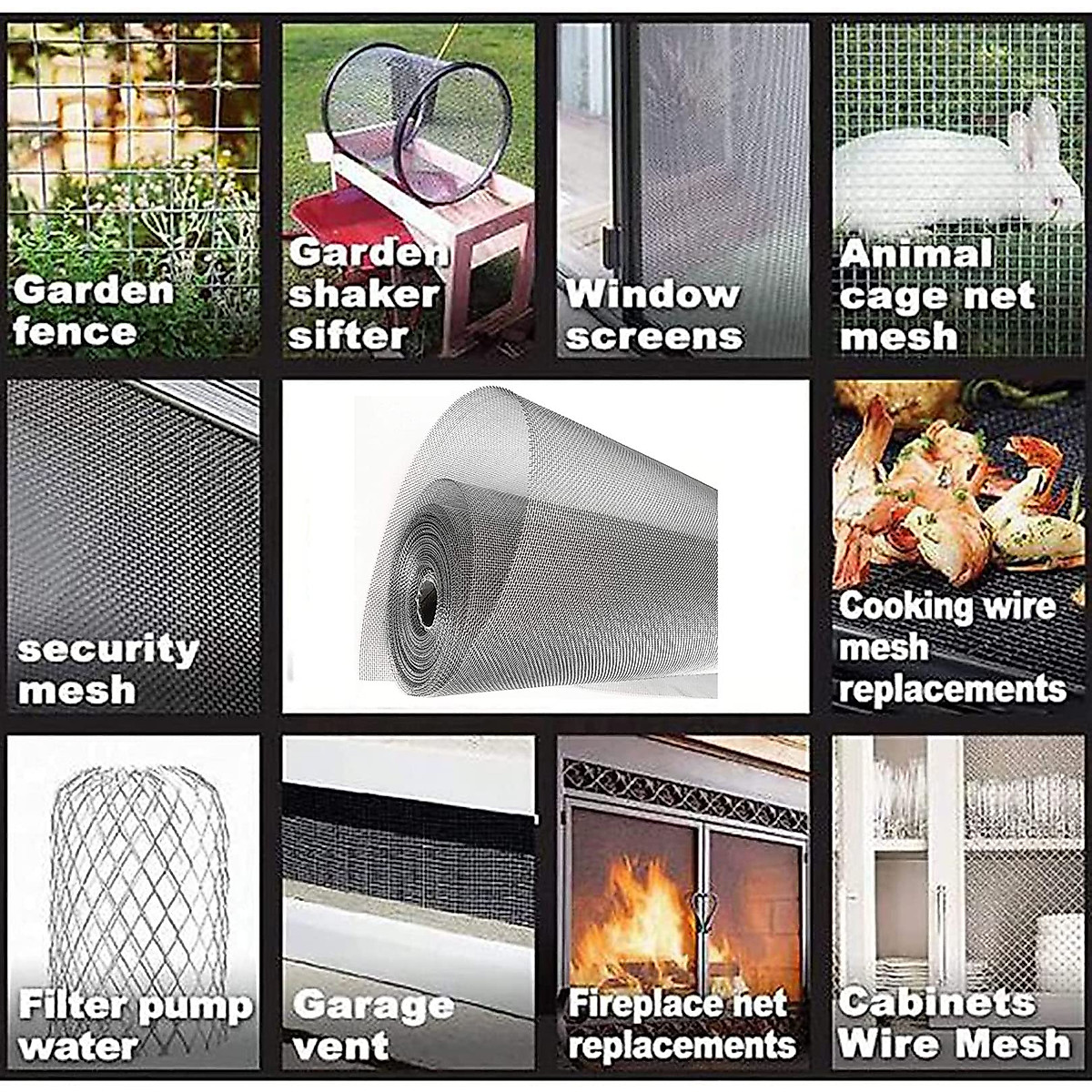 KISKIS 304 Stainless Steel Woven Wire Mesh, Wire Mesh Window Screen Mesh, Prevent Mouse Mice Snakes Hornets Rodents Entering,Easy to Cut and Install,120X300CM47X118INCH