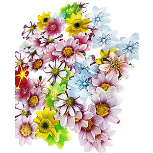 Set of 48 Edible Mini Flower Cupcake Toppers Wedding Cake Birthday Party Food Decoration Mixed Size & Colour