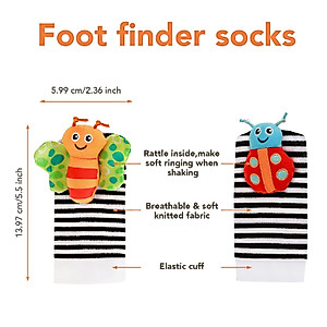 Baby Infant Rattle Socks Toys, Wrist Rattles and Foot Finders for Baby Boy or Girl - New Baby Gift Infant Toys