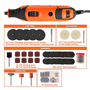 JORGENSEN Rotary Tool Kit, 6 Variable Speed Rotary Tool With 51pcs Rotary Tool Accessories, 1.6 Amp Powerful Rotary Tool
