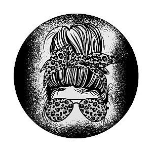 Black And White Leopard Mom Life Messy Bun Women PopSockets Standard PopGrip