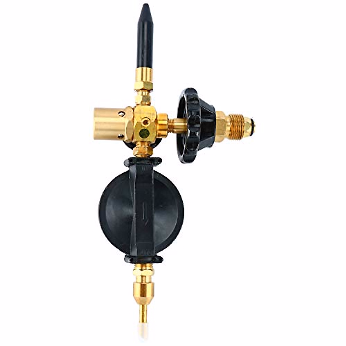 YaeTek Balloon Inflator Dual Mylar and Helium Latex Balloon Filler Valve Fits CGA-580 Tank Air Flow Inflator Regulator 0-3000 PSI (With Auto Foil Balloon Shut Off Valve) Pkg/1