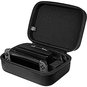 Amazon Basics Hard Shell Travel and Storage Case For Nintendo Switch & OLED Switch, Black, 12 x 4.8 x 9 Inches