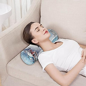 xigua Christmas Snowman Neck Roll Pillow for Neck Relief with Removable Washable Cover - Memory Foam Round Cylinder Bolster, Ergonomically Designed for Head, Neck, Back, and Legs