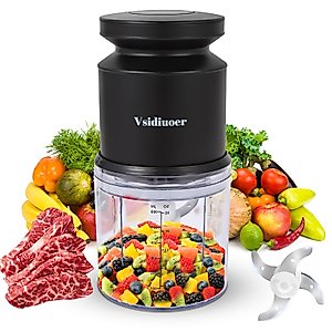 Mini Food Processor 600ML, Meat Grinder 400W, Small Food Processor Mini with 4 Stainless Blades, Electric Food Chopper Suitable for Meat, Vegetables, Fruits, Nuts
