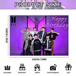 BTS Birthday Party Decoration, BTS Bangtan Boys Party Photo Backdrop 5 x 3 FT and 24 Pcs BTS Balloon, BTS Merch Background Supplies for Army, Fans