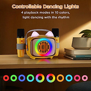 BIGASUO Kids Karaoke Machine, Portable Bluetooth Speaker with 2 Wireless Microphones, Music Toys for Girls & Boys, Birthday Gifts for Toddlers Kids Age 4, 5, 6, 7, 8, 9, 10+ Year Old