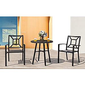 Nuu Garden 28'' Round Patio Table Metal Outdoor Dining Table for Balcony Bistro Porch Black