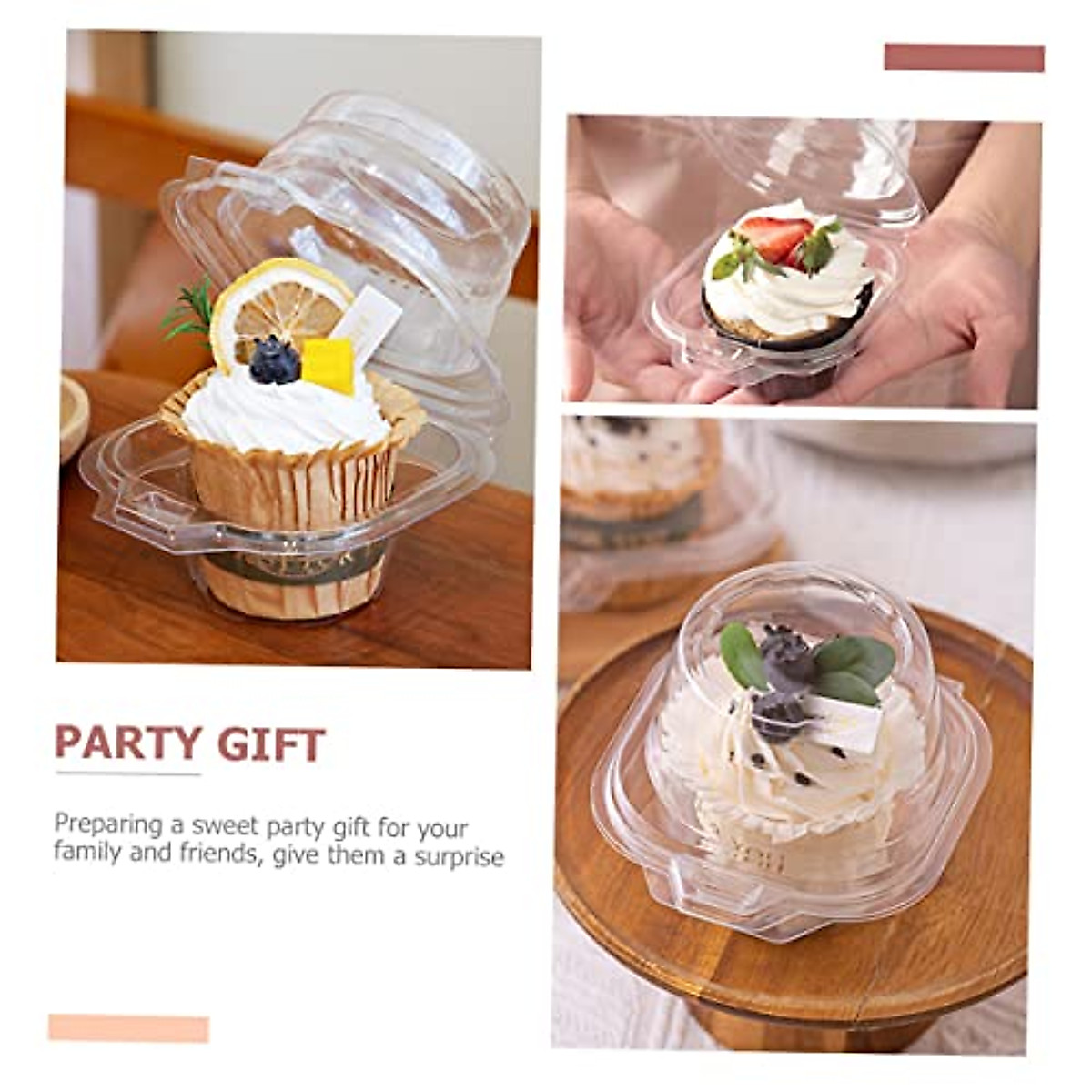 USHOBE 30pcs Cupcake Packing Boxes Cake Blister Box Clear Cake Box Mini Muffins Clear Plastic Containers Cupcake Muffin Holder Cupcake Containers Individual Cupcake Box Food Containers