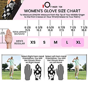 FINGER TEN Golf Gloves Women Left Right Hand Leather with Ball Marker Value Pack, Colored Glove for Ladies Right Left Handed Golfer All Weather Grip (Full-Mod Dot, Medium, Left)