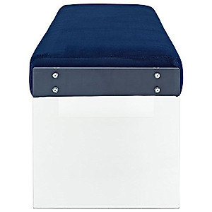 Modway Roam Modern Upholstered Bench With Acrylic Base In Navy Velvet