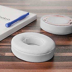 Geekria QuickFit Replacement Ear Pads for Beats Solo2.0 (B0534) On-Ear Headphones Earpads, Headset Ear Cushion Repair Parts (White)