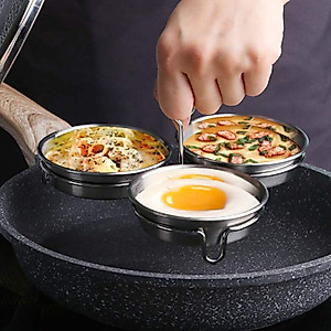 Angoily Poached Egg Holder 2pcs Egg Poacher Tray Stainless Steel Nonstick Egg Poacher Replacement Cup Egg Pan with Oil Brush for Home Kitchen Random Color Metal Egg Poacher Cups