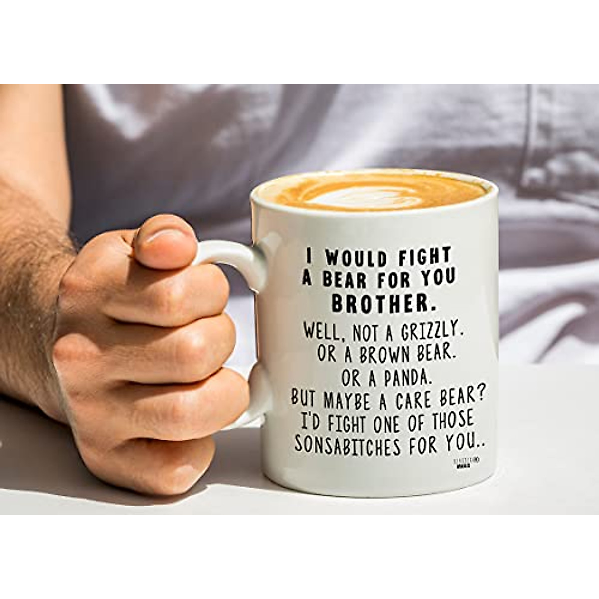 Classic Mugs I Would Fight A Bear For Brother Funny Coffee Mug Graduation Gift for Brother from Sister Sibling Mom Dad Friend Gifts for Brother Christmas Birthday Fun Cup For Bro Men Him Guy Gag Gift