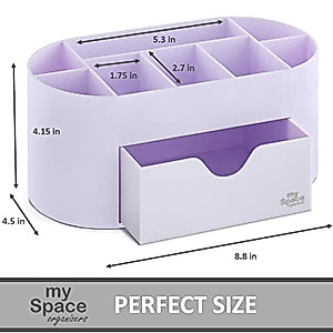 Acrylic Desk Organizer for Office Supplies and Accessories Pen Holder Office Organization Desktop Organizer for Room College Dorm Home School, Light Purple (White Lavender)