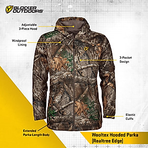 SCENTBLOCKER Scent Blocker Shield Series Wooltex Hooded Parka for Men, Camo Hunting Jacket (RT Edge, X-Large)