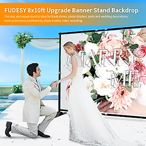 FUDESY 10x8 ft Backdrop Banner Stand, Heavy Duty Adjustable Background Stand Kit with Carrying Bag, Step and Repeat Photography Frame Stand for Trade Show Display Photo Booth Parties