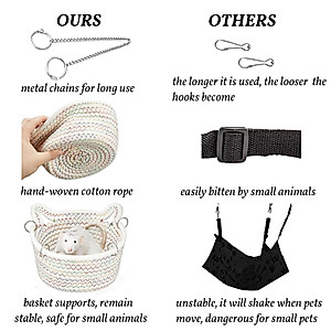 JWShang Small Rat Hammock for Cage Chew Proof, Hanging Rat Bed Basket, Durable Rat Cage Accessories Hammock with Sturdy Chains, Rat Snuggling Sleeping Nest for Small Animals Mice, Sugar Glider