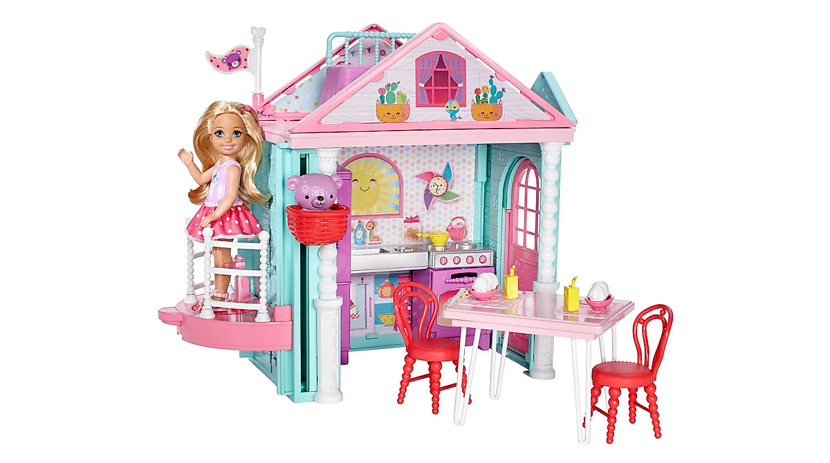 Barbie Chelsea Two-Story Playhouse with Teddy Bear and Elevator