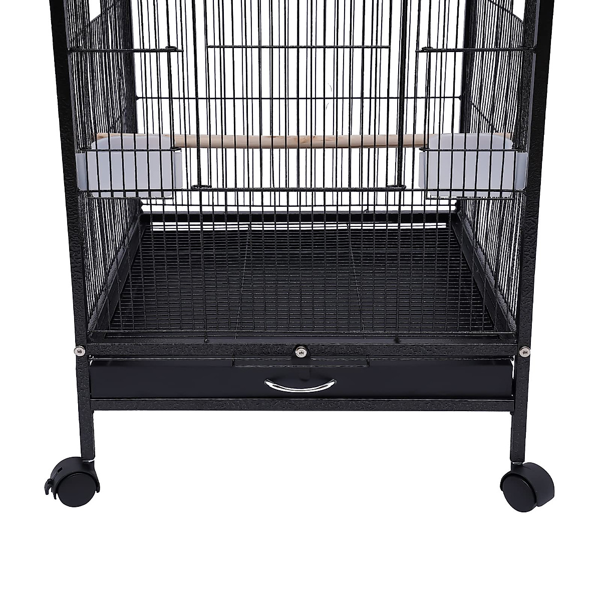 Bird Cage,Black Large Bird Cage with Rolling Stand,Large Pet Cage with Wheels,Cockatiel Parakeet Finch Parrot Birdcage 5 Door (17.9" L x 17.9" W x 39.9" H)