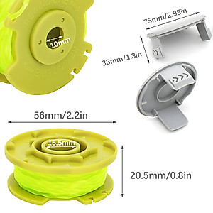 AC80RL3 String Trimmer Replacement Spool Compatible with Ryobi One PLUS+ 18v 24v 40v Weed Wacker String .080 Inch Twisted Line Weed Eater Auto-Feed Replacement Spool (8 Spools + 2 Caps)