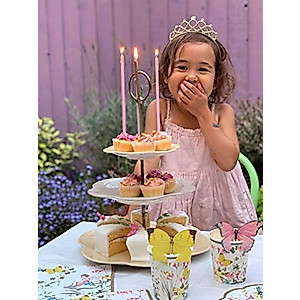 Talking Tables Pink Tiara Wand Set Perfect for Girls Birthday, Baby, Bridal Shower, Pretty Princess, Fairy, Butterfly Party, B, One Size