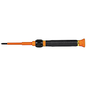 Klein Tools 32581INS Precision Screwdriver, 2-in-1 Insulated Screwdriver with No. 0 Phillips and 1/8-Inch Slotted Bits
