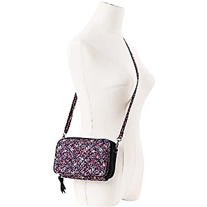 Brentano Cotton quilted double-zipper crossbody wallet purse and clutch (BABYSBREATH)