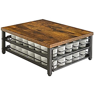 IBUYKE 2-Tier Coffee Pod Drawer Holder for K Cup, Capsule Pods Storage Organizer, Compact Under Coffee Pot Storage Drawer, Slim Home Kitchen Counter Organizer TCJ002H