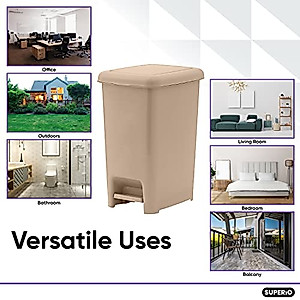 Superio Slim Pedal Trash Can (16 QT) (Beige)