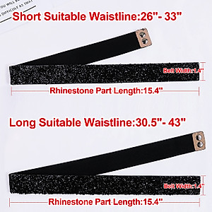 Lovful Elastic Rhinestone Belt,Shiny Sparkly Waist belt,Stretch Belts for Women Dresses,Black