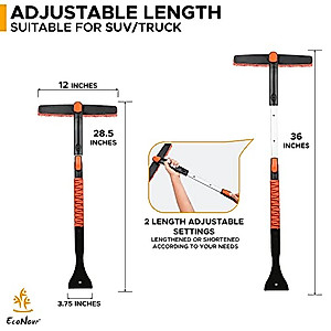 EcoNour 36″ 3 in 1 Extendable Snow Brush and Ice Scraper for Car Windshield | Telescoping 360° Snow Brush Pivoting Head | Window Ice Scraper for Snow Removal for Car, SUV, Truck Winter Car Accessories