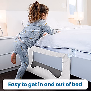 TotCraft Toddler Bed Rails Guard – Universal Baby & Children Rail for Box Spring &slats Kids Toddlers Cribs, Twin, Double, Full Size Queen &King - White (35.5L19.5H) in