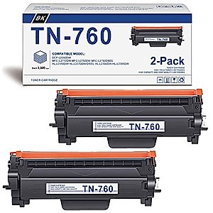 Hydr (Black,2-Pack) Compatible TN-760 High Yield Toner Cartridge Replacement for Brother TN760 HL-L2350DW HL-L2370DW/DWXL MFC-L2750DW MFC-L2750DWXL DCP-L2550DW MFC-L2710DW Printer