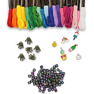 Friendship Bracelet Making Kit for Girls and Boys with Alphabet Beads, Floss, String & Charms | Arts and Crafts Gifts for Kids Ages 8-12 | Beads for Jewelry Making Kit | Friendship Bracelet Kit