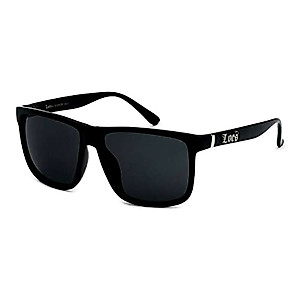 Locs Gangster Oversized Rectangular Horn Rim Sunglasses All Black, mens