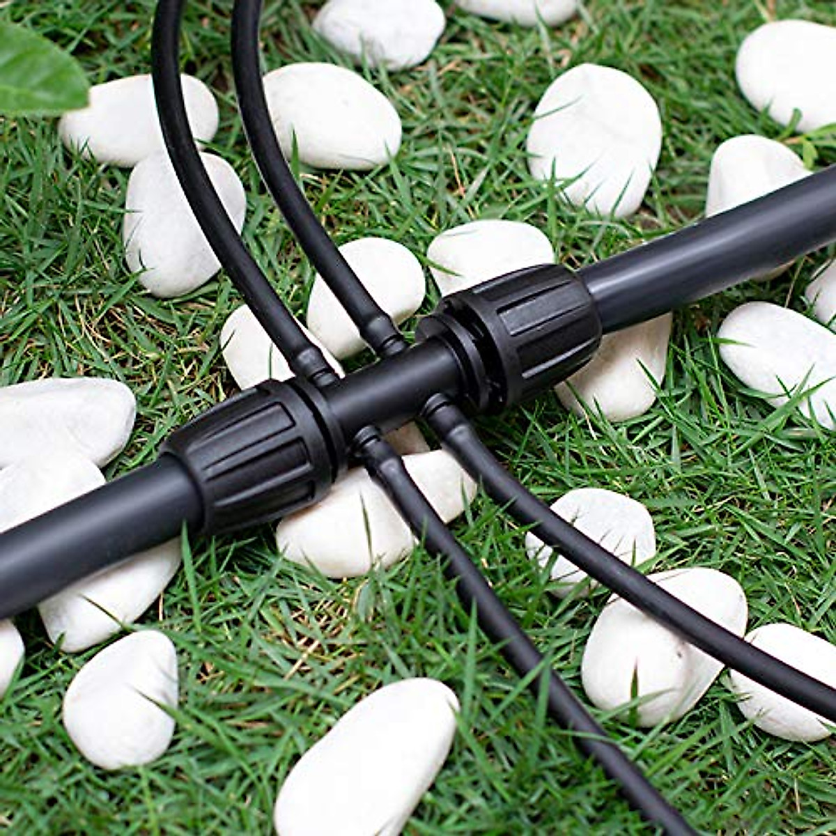 Kalolary 10PCS Barbed Tee 1/2 inch to 1/4 inch Irrigation Tube Anti-Drop Premiun Quality Fitting (fits 13mm ID/ 4mm ID), 16mm PE Pipe Lock Female Connector to 47 Pipe Variable Diameter Six-Way Adapter