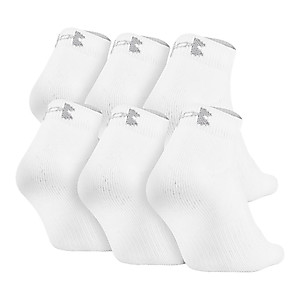 Under Armour Unisex-Adult Cotton Low Cut Socks, Multipairs, White/Gray (6 Pairs), Large