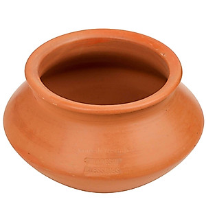 Swadeshi Blessings HandMade Exclusive Range Unglazed Earthen Handi/Mitti Ke Bartan/Mud Handi/Clay Pot with Lid for Serving & Tableware Use (with Stone Finished Mirror Shine) (600 ml)