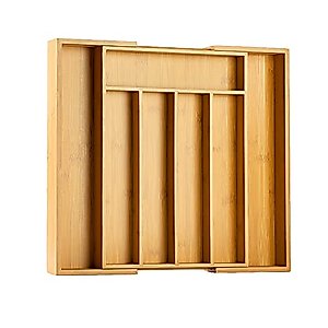Bellsal Silverware Organizer Kitchen Drawer Organizer Expandable Bamboo Utensil Holder Cutlery Tray for Kitchen Utensil and Flatware Bedroom Office