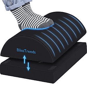 BlissTrends Foot Rest for Under Desk at Work-Versatile Foot Stool with Washable Cover--Comfortable Footrest with 2 Adjustable Heights for Car,Home and Office to Relieve Back,Lumbar,Knee Pain-Black