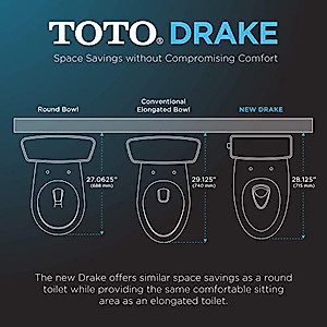TOTO MW7463056CEMFGA.10#01 Drake WASHLET Two-Piece Dual Universal Height with 10 Inch Rough-in DYNAMAX Tornado Toilet with Auto Flush S550e Bidet Seat, 1.28 and 0.8 GPF, Cotton White