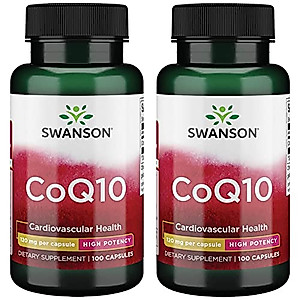 Swanson CoQ10 - Helps Promote Heart Health, Energy Support, & Aids Overall Cardiovascular System Health - Helps Maintain Coenzyme Q10 Supplement - (100 Capsules, 120mg Each) (2 Pack)