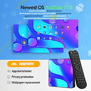 Android 11.0 TV Box, X10 Smart Box with Backlit Wireless Mini Keyboard, 4GB RAM 32GB ROM RK3318 Quad-Core 64bit Cortex-A53 Support 2.4GHz/ 5GHz WiFi 4K UHD Bluetooth 4.0