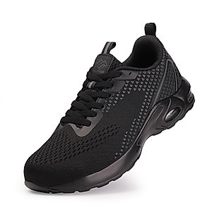 NIFOFISE Steel Toe Shoes for Women Safety Work Shoes Composite Toe Sneakers Slip Resistant Blk 38.5