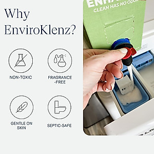 EnviroKlenz Liquid Laundry Enhancer Additive (20 loads) | Removes Chemical, Musty, Sweat and Body, Smoke, Fragrance, Pet Odors, And More | Non Toxic Laundry & Fragrance-Free