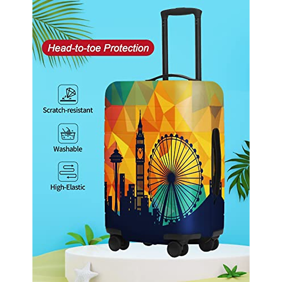 URBEST Luggage Cover Protector Suitcase Anti Scratch Dirt Covers, Fits 18"-22" Luggage Modern City