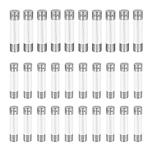 ALLECIN 24 Values 250V Fast Blow Glass Fuses Assortment Kit 0.5A 1A 2A 3A 4A 5A 6A 7A 8A 10A 15A 20A 5X20MM 6X30MM 0.5 1 2 3 4 5 6 7 8 10 15 20 Amp 250 Volt Quick Tube Fuse Set