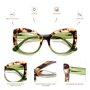 AMOMOMA 3 Pack Stylish Oversized Cat Eye Reading Glasses for Women Fashion Readers Blue Light Square Computer Glases AM6077 C1+C2+C3 1.5